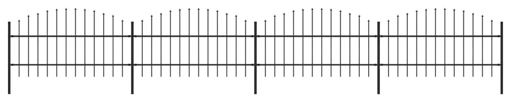 vidaXL Marketos Zahradní plot s kopím nahoře ocelový 714,5 x 100 cm černý