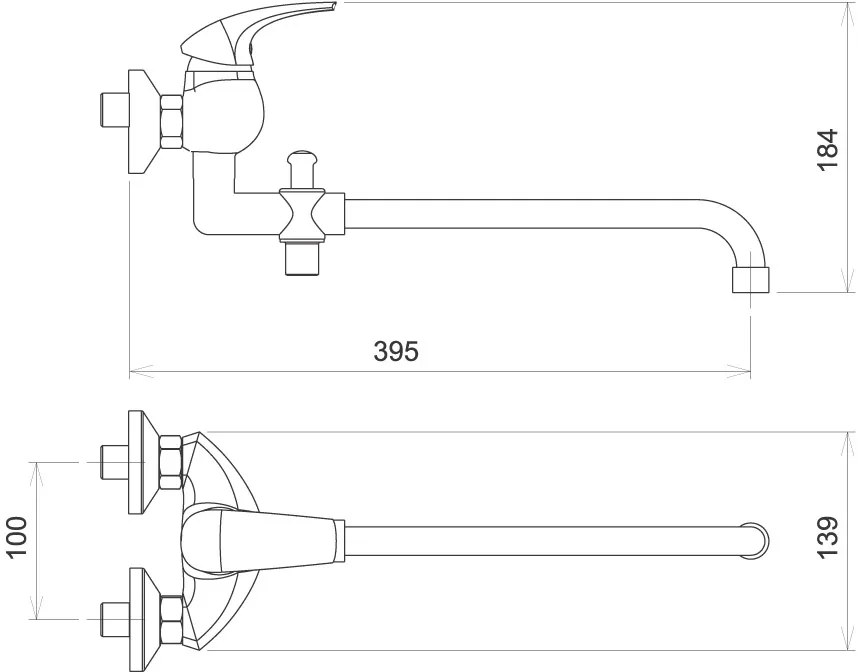 Novaservis Metalia 57 Paneláková baterie bez příslušenství 100 mm, chrom, 57037/1,0
