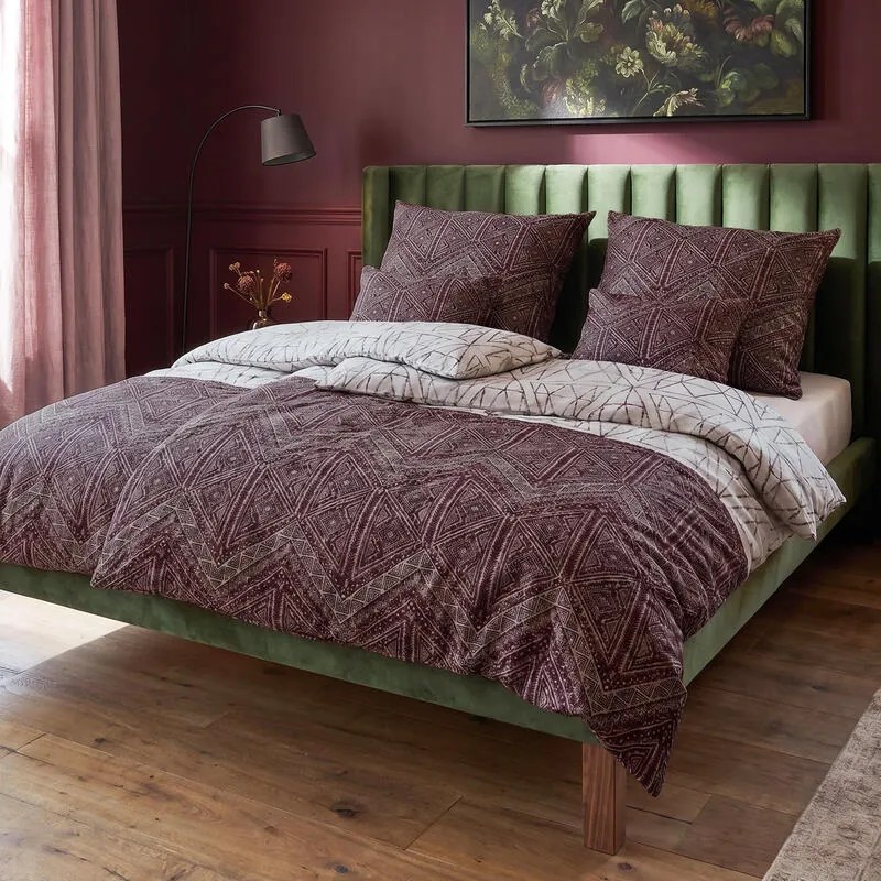 SCANquilt povlečení SATÉN DESIGN freska béžovovínová 240 x 200/70 x 90 cm
