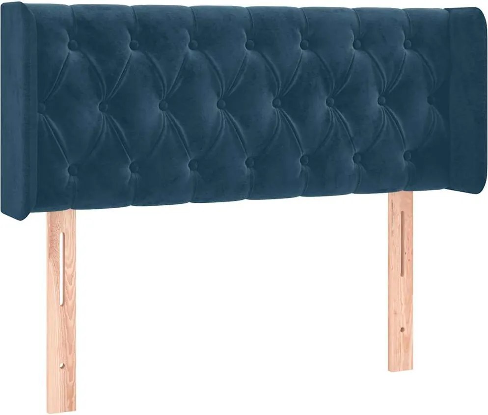 Čelo postele typu ušák tmavě modrá 103x16x78/88 cm samet 3119150
