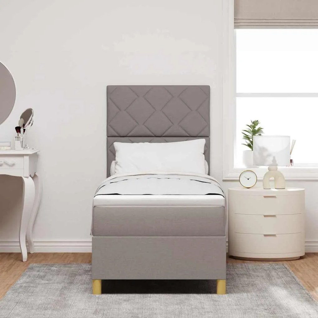 Postel s boxspringem s čelo Taupe 80 x 200 cm textil 3339655