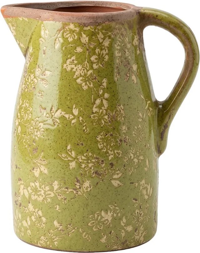 Zelený keramický džbán Rustic Wild Herb L - 20*16*24 cm