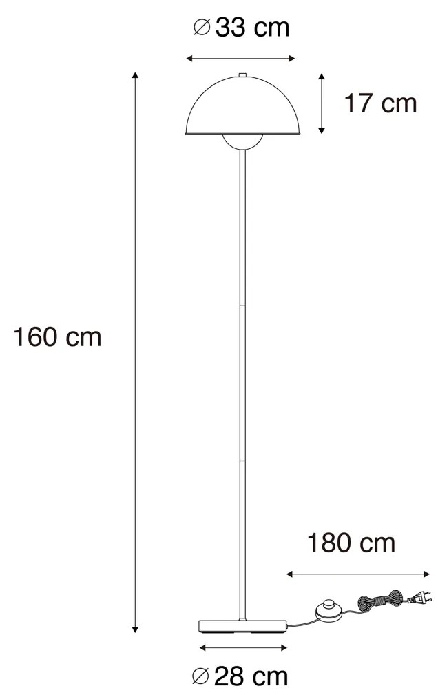 Chytrá stojací lampa černá se zlatem vč. Wifi A60 - Magnax