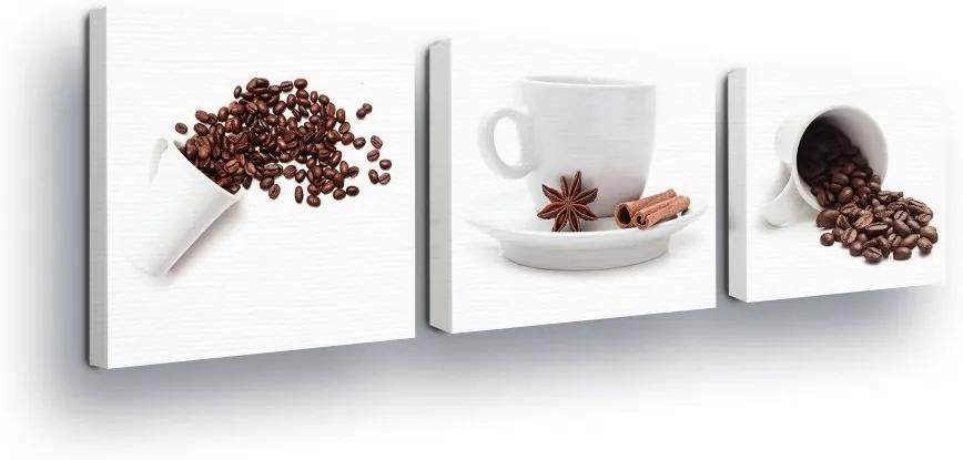 GLIX Obraz na plátně - Koláž s Kávou 3 x 25x25 cm