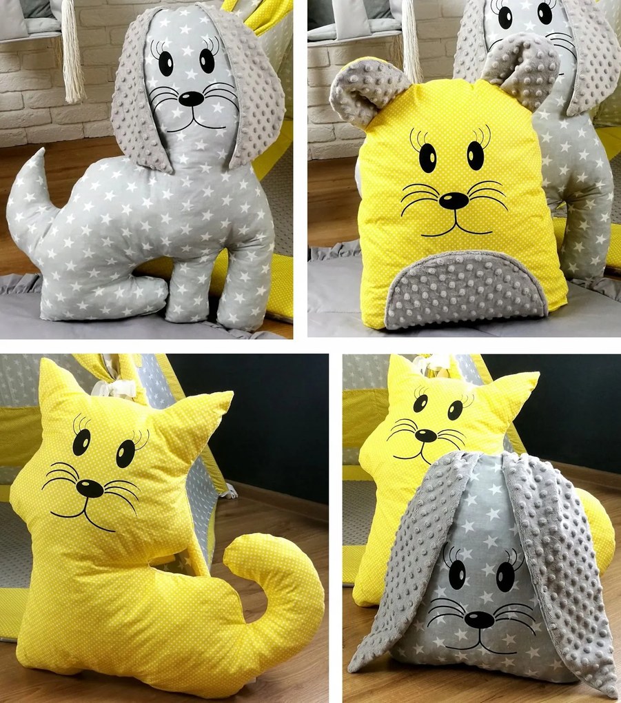 Dětský stan TEEPEE (TÝPÍ) EXCLUSIVE s doplňky - ŽLUTOŠEDÝ