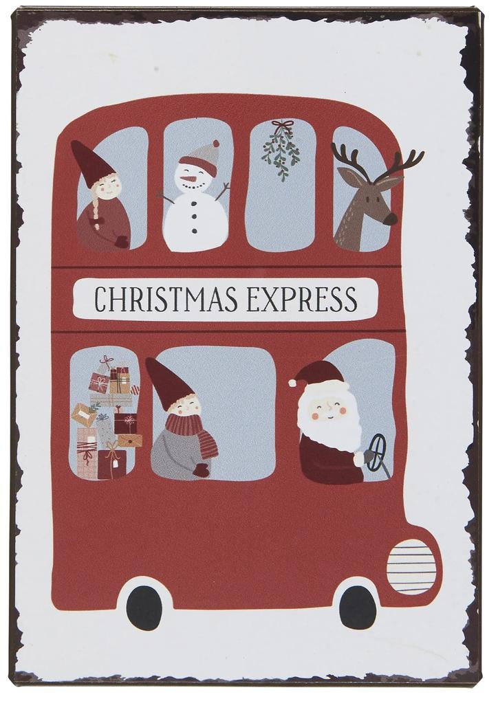 IB LAURSEN Plechová cedule Christmas Express, červená barva, bílá barva, kov