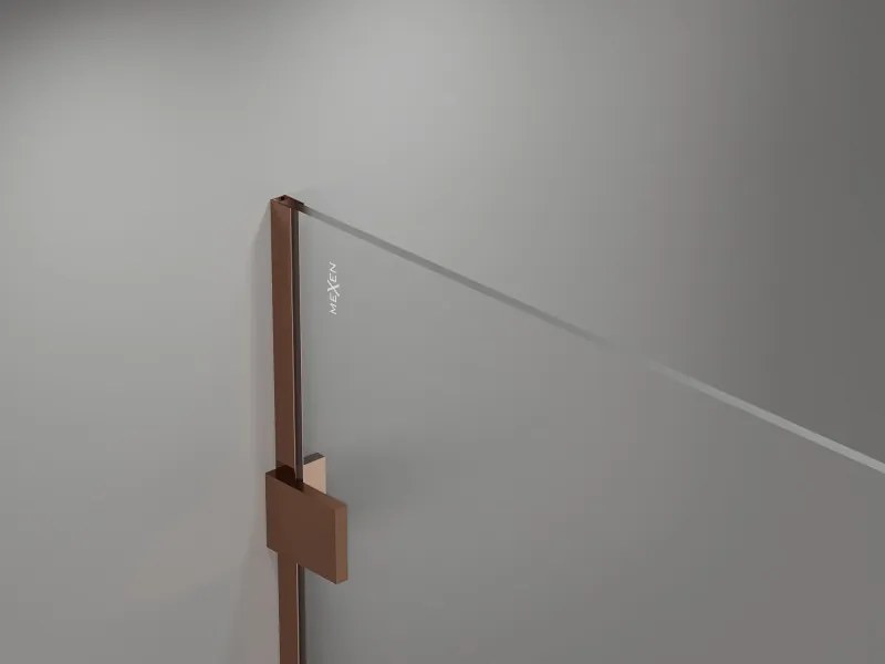 Mexen Lunar sprchová stěna levá 110 x 200 cm, 8mm čiré sklo, růžové zlato, 830-110-000-60-00-L