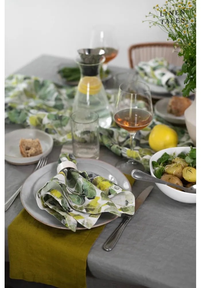Zelené látkové podtácky v sadě 4 ks Lotus – Linen Tales
