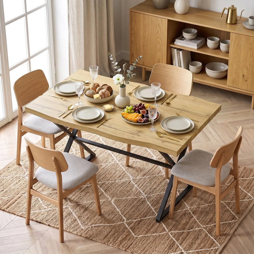 HOMCOM jídelní stůl pro 2 osoby, kuchyňský stůl, moderní styl s tlustou stolní deskou, 110 x 67 x 75,5 cm, černá a dub