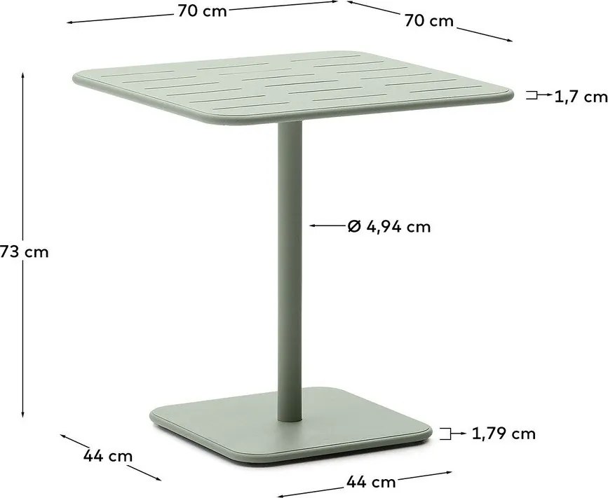 Ocelový zahradní jídelní stůl 70x70 cm Brai – Kave Home