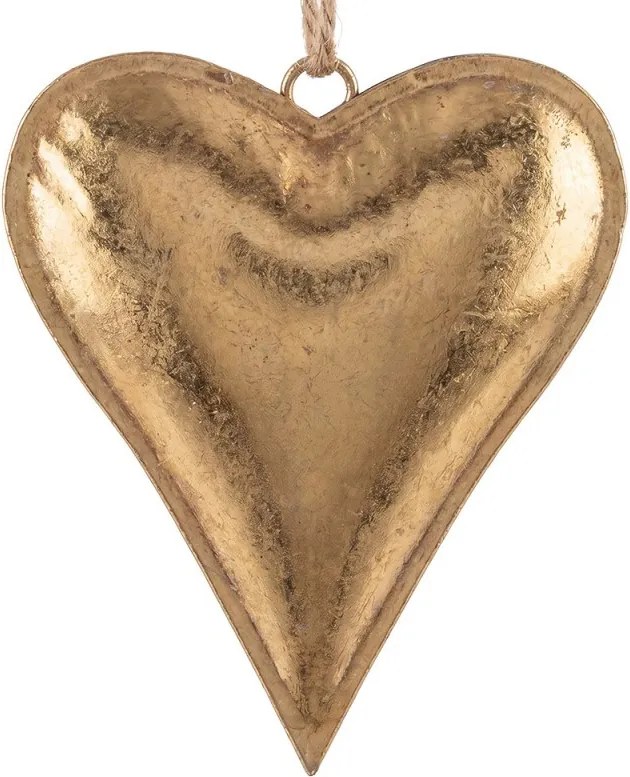 Zlatá antik kovová závěsná dekorace srdce Heart Antique S - 15*3*12 cm