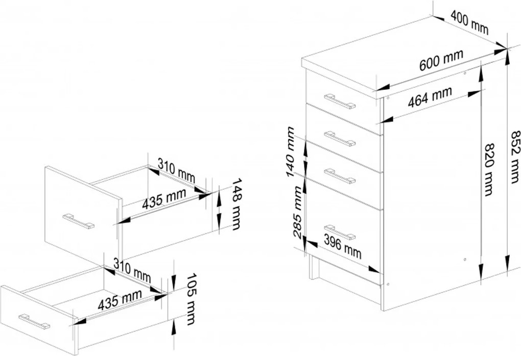 Kuchyňská skříňka OLIVIA S40 SZ4 - bílá/beton