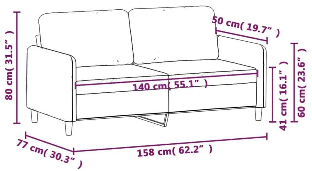 Petromila 2místná pohovka světle šedá 140 cm textil