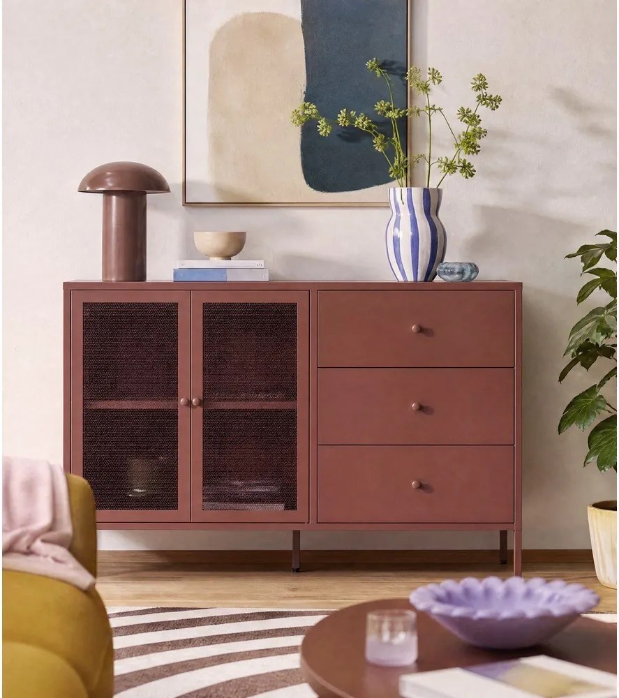 Vínová kovová komoda 140x90x40 cm Fayna – Marckeric