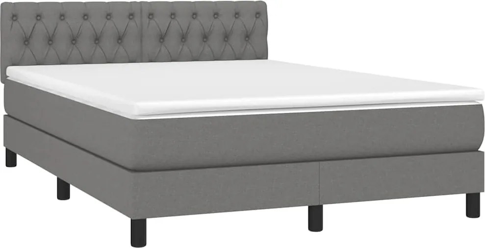 Box spring postel s matrací a LED tmavě šedá 140x190 cm textil 3133390