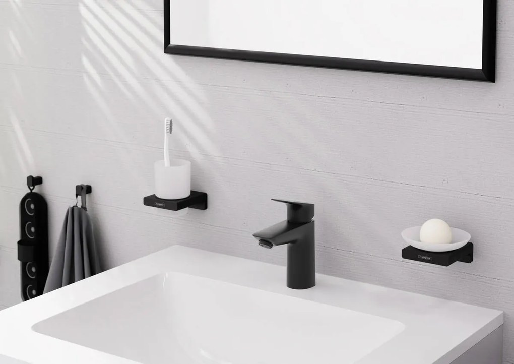 Hansgrohe Logis, umyvadlová baterie 100 s odtokovou soupravou Push-Open, černá matná, HAN-71107670