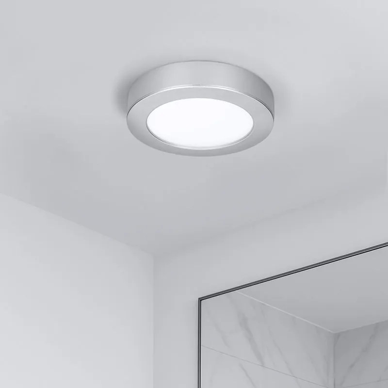 Solight LED mini panel koupelnový 2v1, 3CCT, podhledový/přisazený, 12W, 1020lm, IP54, stříbrná, kulatý