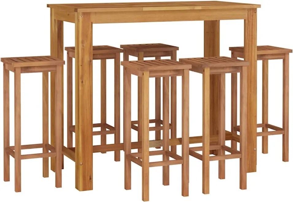 7dílný zahradní barový set masivní akáciové dřevo 3154393