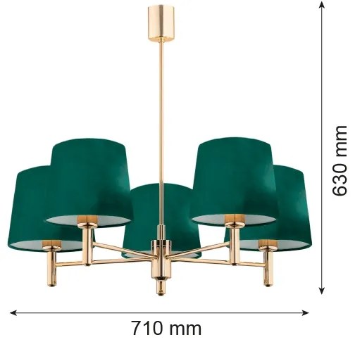 Argon 2145 - Lustr na tyči PONTE 5xE27/15W/230V zelená/mosaz