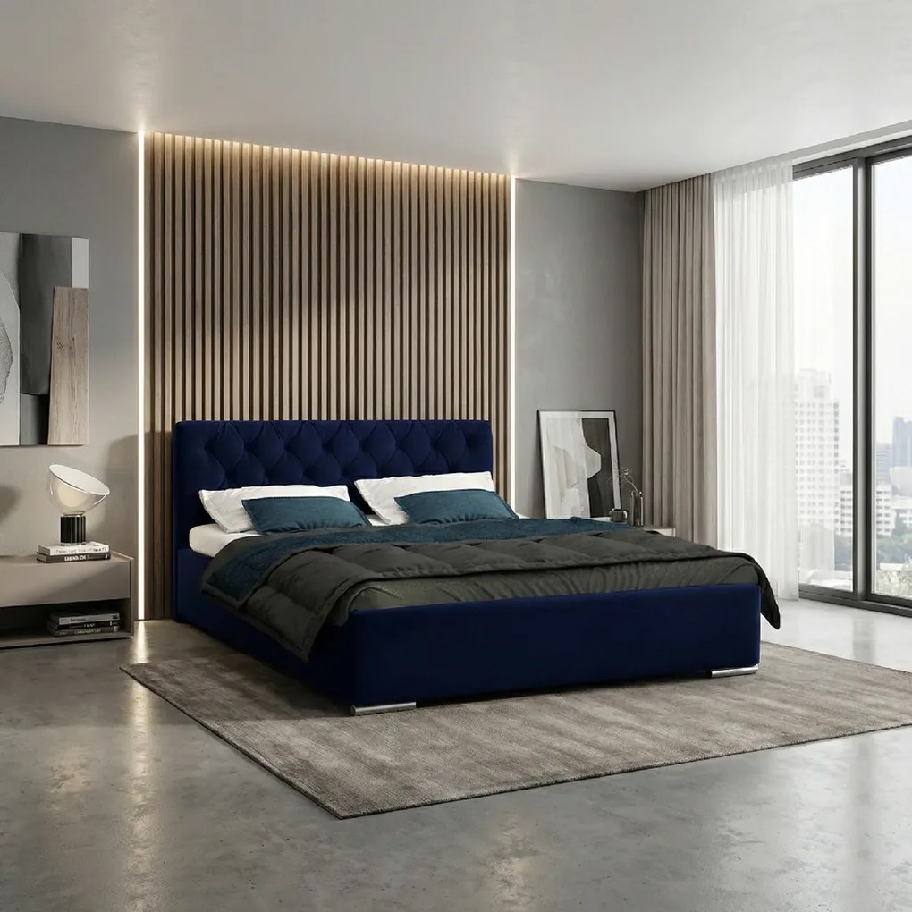 Eka Čalouněná postel ELEGANT - Fresh 180x200 cm Barva látky - Fresh: Béžová (Fresh 03), Úložný prostor: S kovovým rámem úložného prostoru