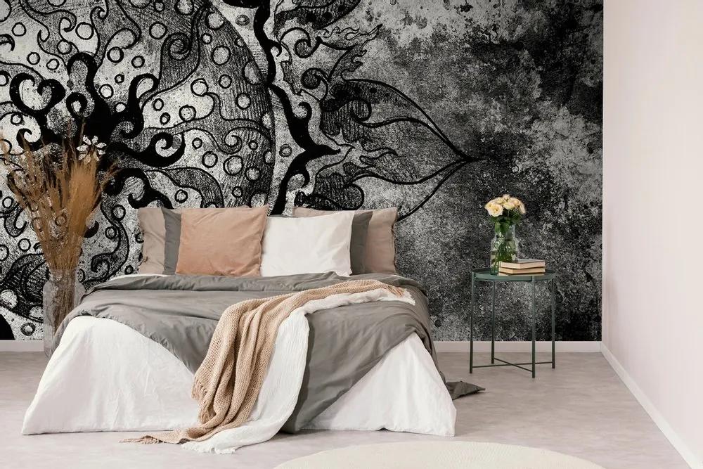 Samolepící tapeta černobílá Mandala - 150x100 cm