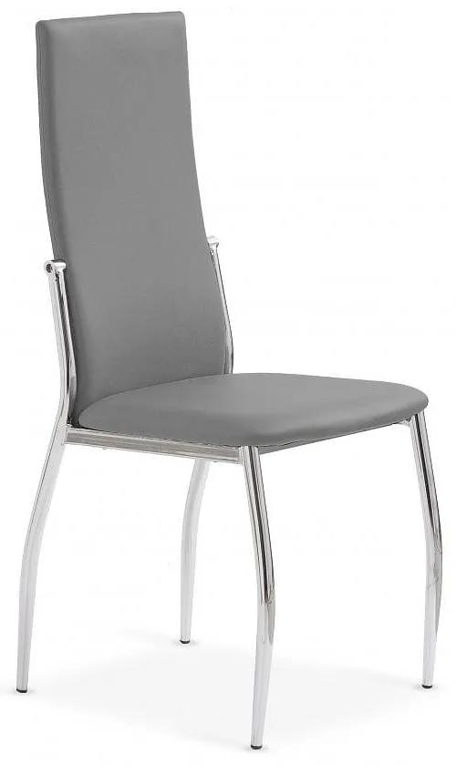 Jídelní židle Delila 5 - šedá, chromovaná ocel + ekokůže, šedá