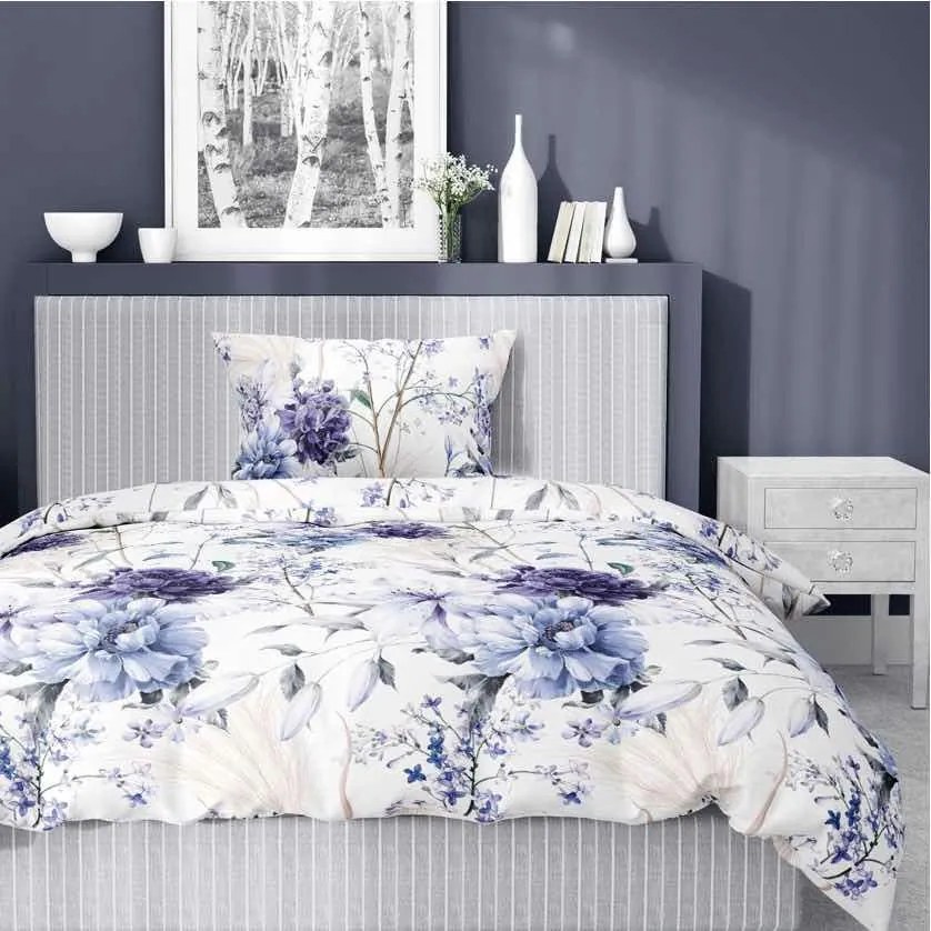 Detexpol Saténové povlečení 140x200 akvarelové květy v levandulových odstínech 5222 A Home Satin 41