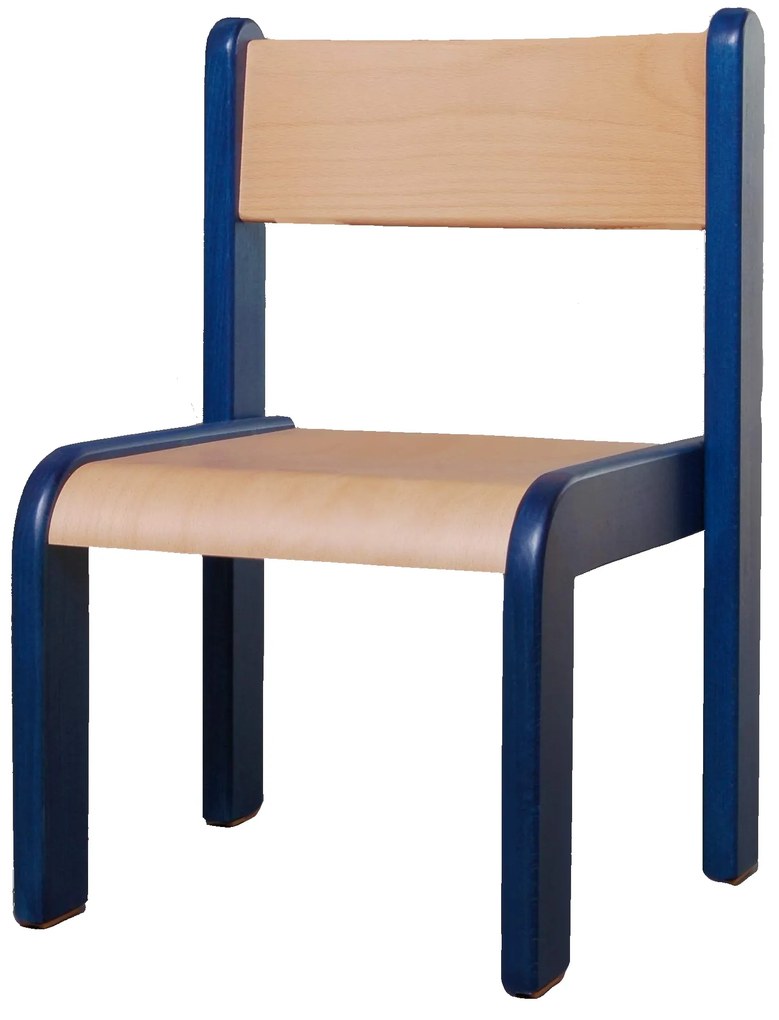 Dětská židlička bez područky 42 cm DE mořená - modré okraje