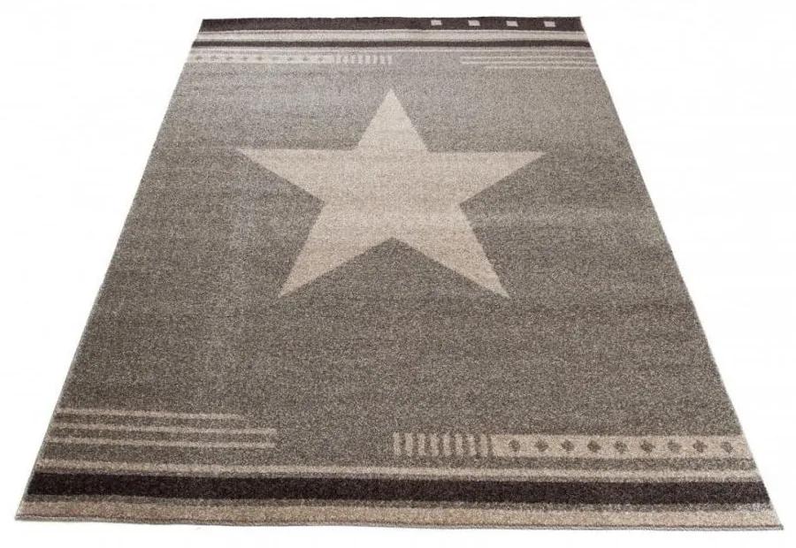 Kusový koberec Hvězda hnědošedý 200x290cm