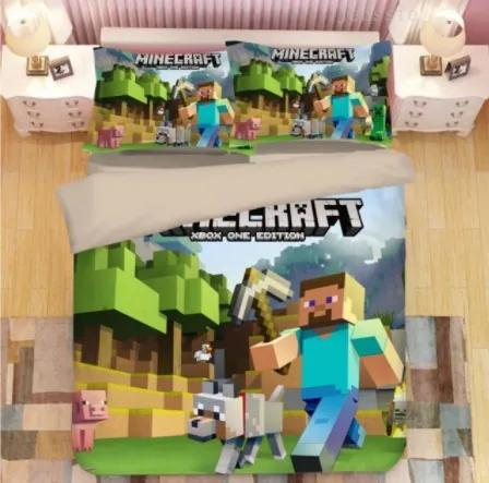 3-dílné ložní povlečení Minecraft Motiv: Sada 02, Varianta: Double: 200 cm x 200 cm + 50 cm x 75 cm