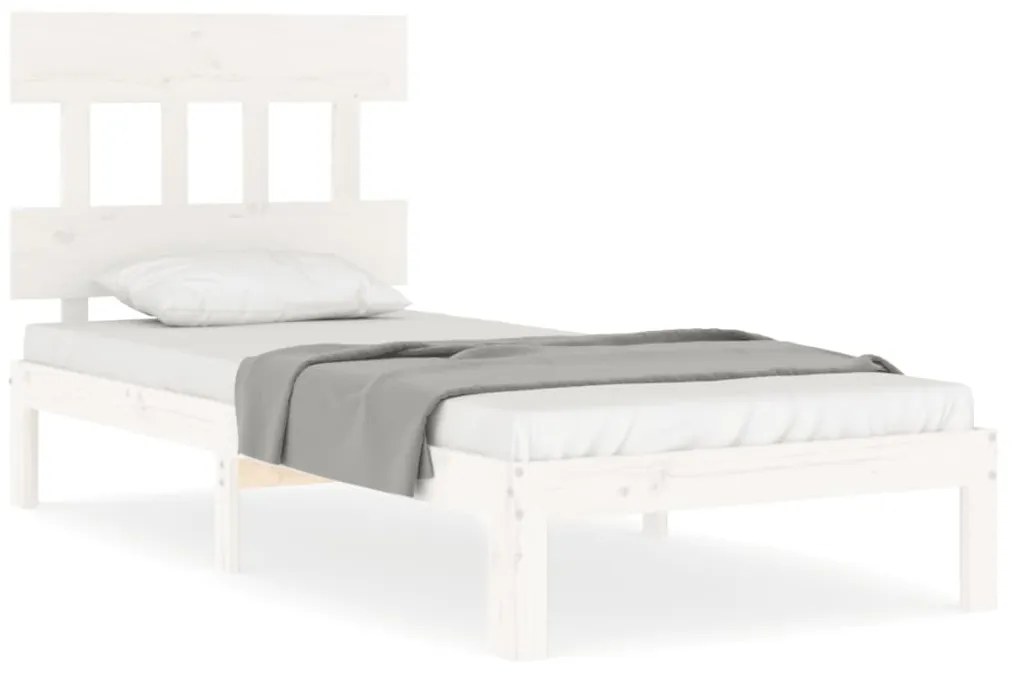 vidaXL Rám postele s čelem bílý 90 x 200 cm masivní dřevo