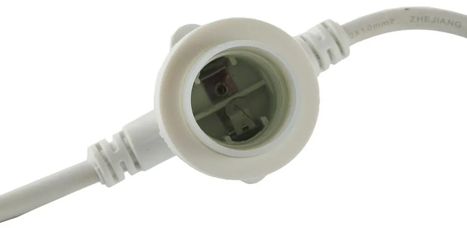 Easy Fix světelná girlanda, venkovní, 10 m pro 10 žárovek E27, bílý kabel, IP67, prodlužovací, bez žárovek