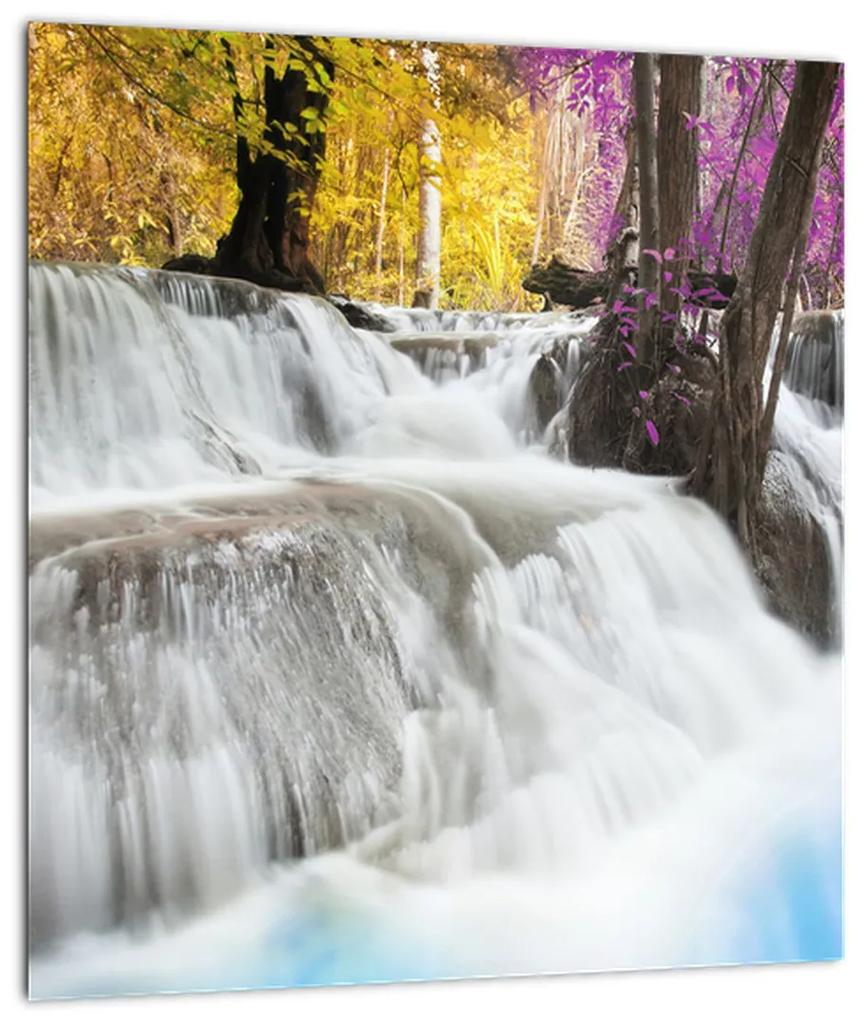 Obraz Erawan vodopádu v lese (30x30 cm)