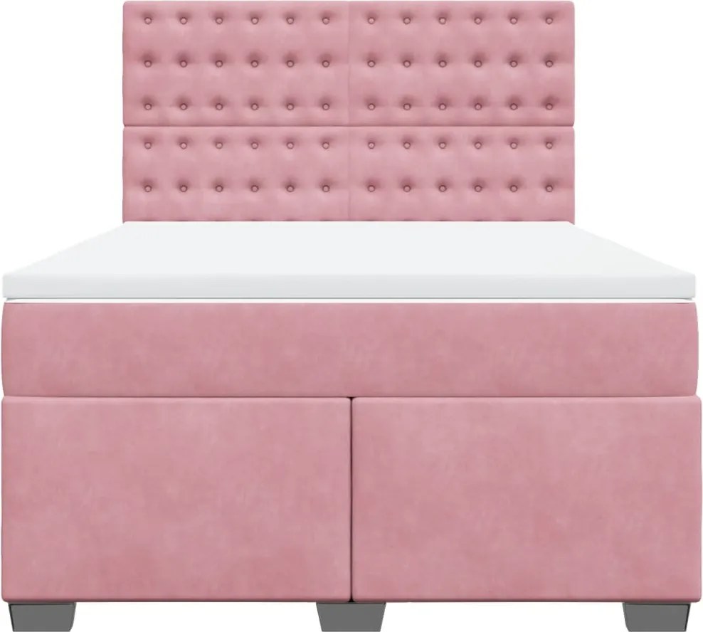 Box spring postel s matrací růžová 140x200 cm samet 3290947