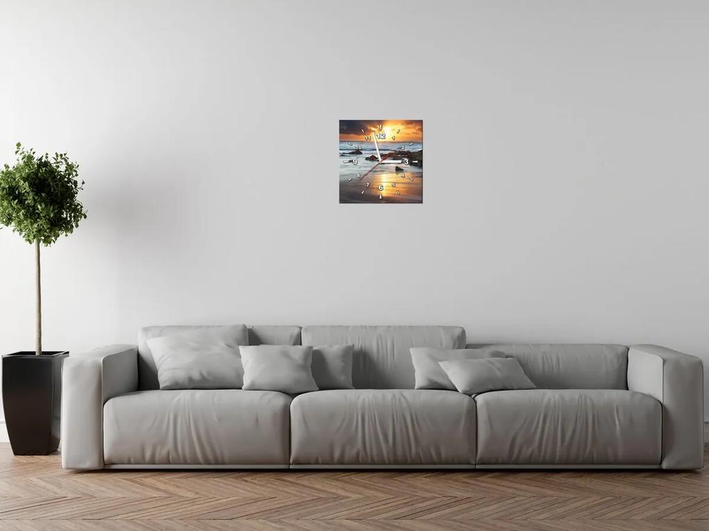 Gario Obraz s hodinami Západ slunce nad oceánem Rozměry: 60 x 40 cm