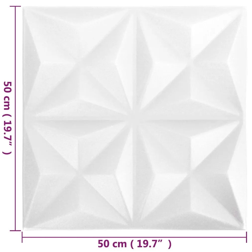 3D nástěnné panely 12 ks 50 x 50 cm origami bílé 3 m² - Default Title