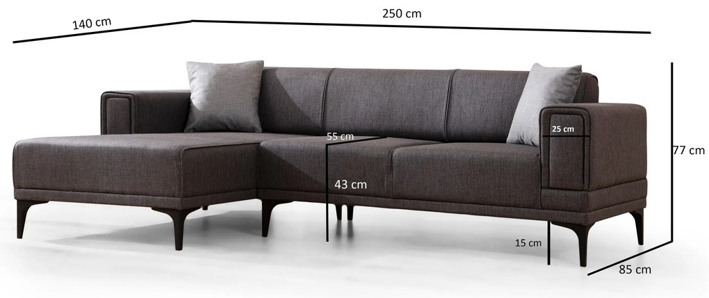 Hanah Home Rohová pohovka HORIZON tmavě šedá levá