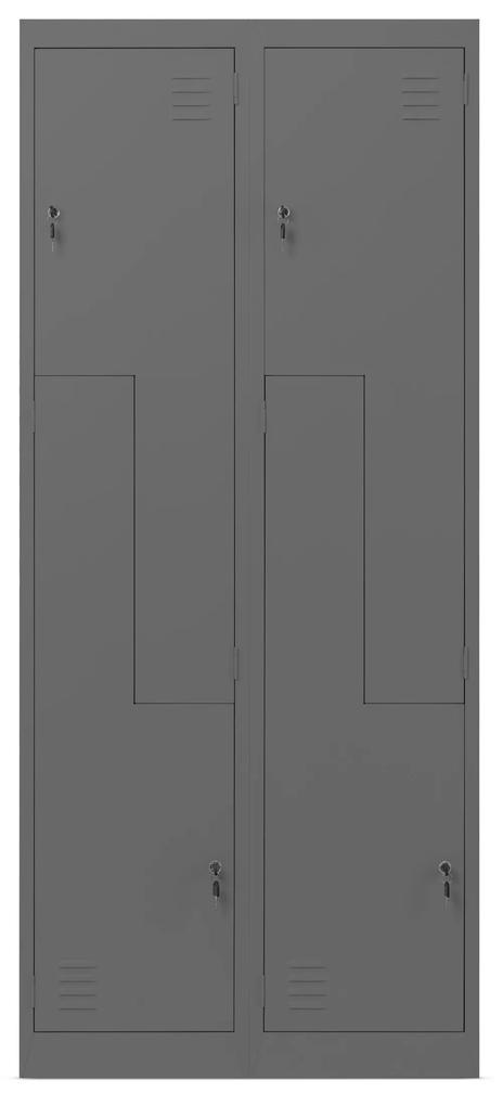 Kovová skříň typu "L" JULIA, 800 x 1850 x 450 mm, antracitová
