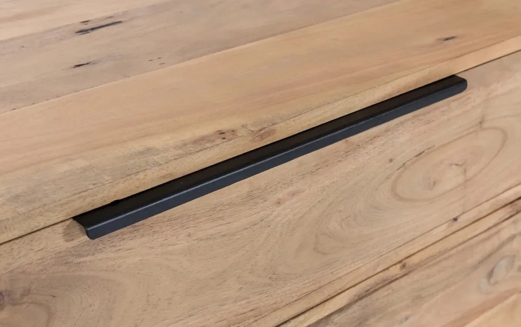 furniture-nabytek.cz - Masivní TV stolek Auckmore z akácie, lakovaný, hnědý – 155×45×40 cm