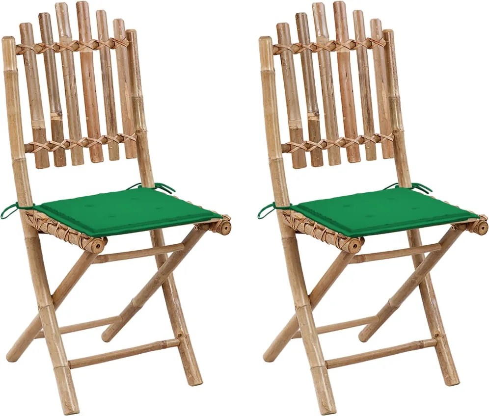 Skládací židle 2 ks s bambusovými polštáři 3063992