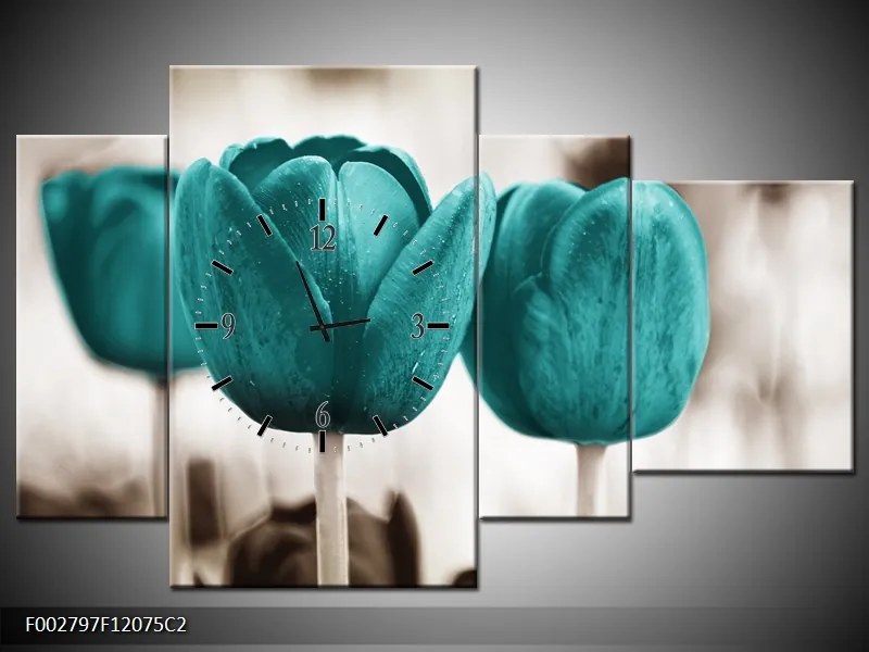 Obraz dvou tyrkysových květin  (120x75 cm), 40 dalších rozměrů