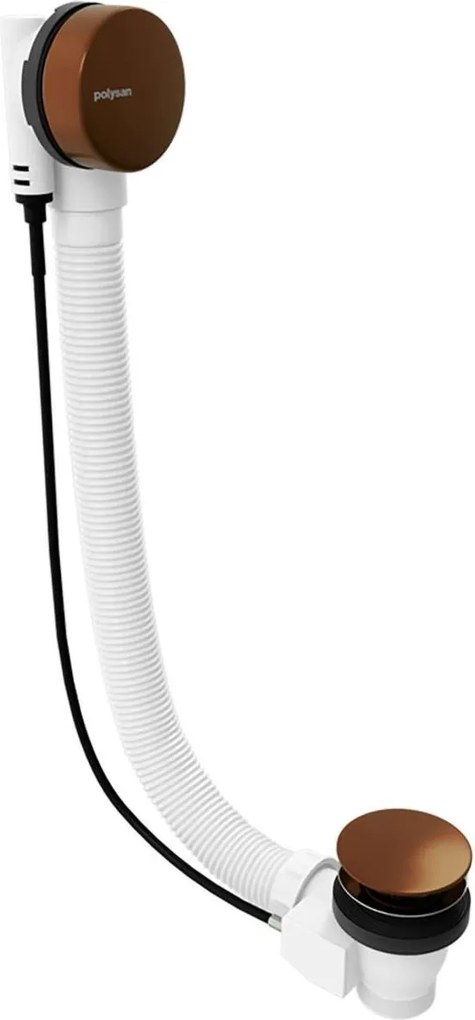 Polysan - Vanová odtoková a přepadová souprava, délka 80 cm, matná měď 71852.70