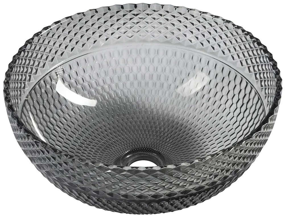Sapho Sapho, BEAUTY gravírované skleněné umyvadlo na desku Ø 39,5cm, černá, TY310