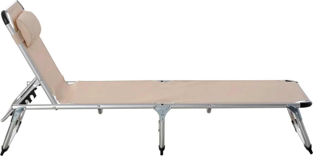 Outsunny skládací zahradní lehátko s polštářem ergonomické relaxační lehátko s 4stupňově nastavitelným opěradlem, hliníkové, nosnost až 120 kg, vhodn…