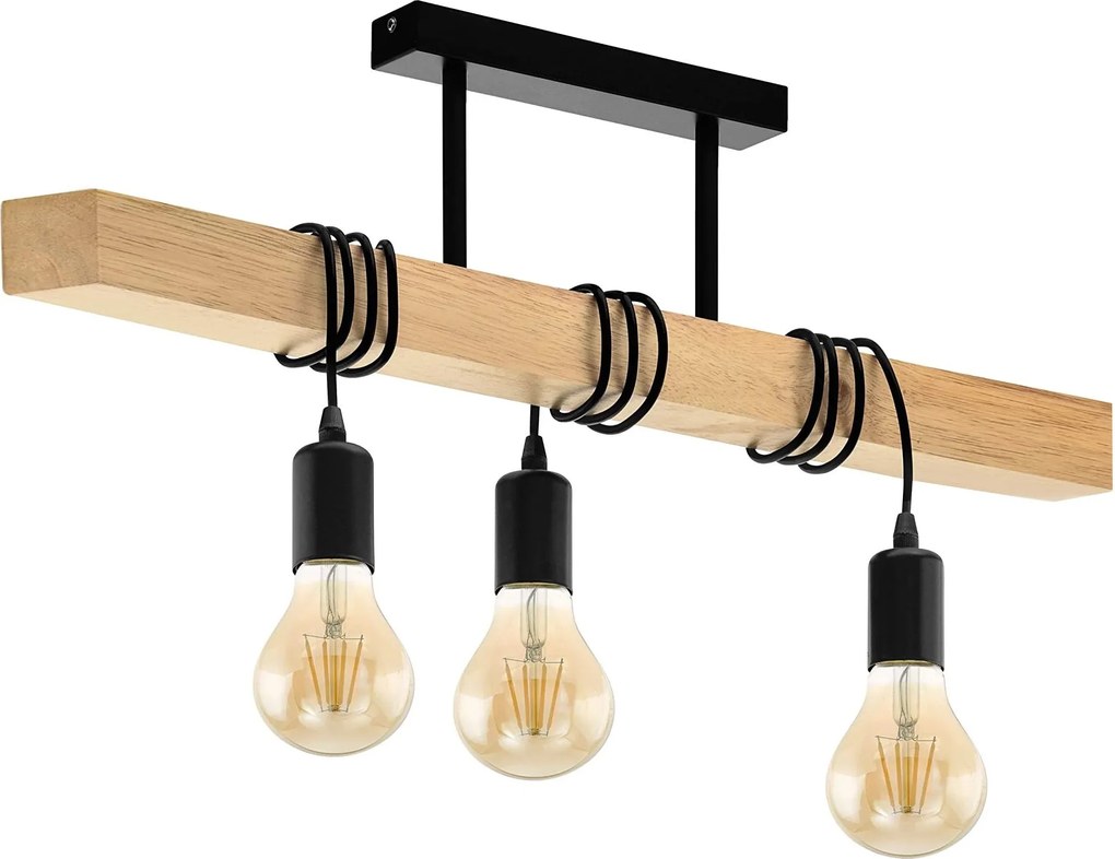 Toolight Toolight, závěsná moderní svítilna 3xE27 APP973-3CP LINE, černá-hnědá, OSW-03242