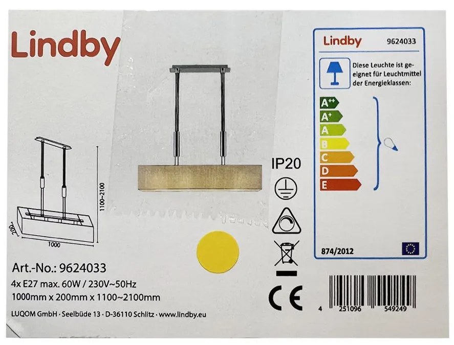 Lindby Lindby - Lustr na lanku MARIAT 4xE27/60W/230V LW0889