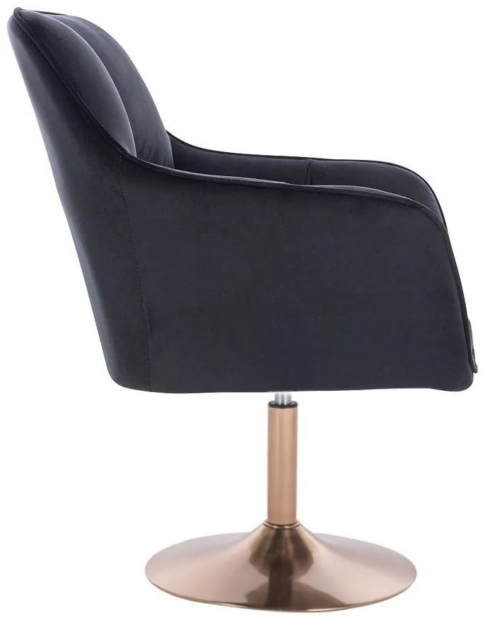 LuxuryForm DESIGN Otočné křeslo AMALFI VELUR na zlatém talíři - černé