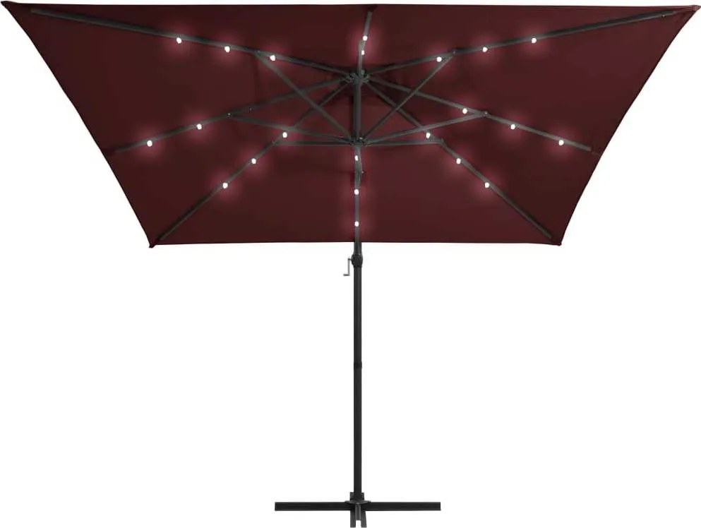 vidaXL Boční zahradní slunečník s LED ocelová tyč 250 x 250 cm [46992] Barva: Zelená