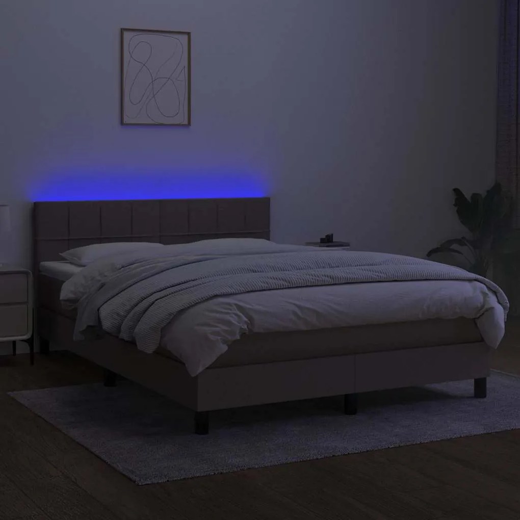 Box spring postel s matrací a LED taupe 140x200 cm textil 3133161