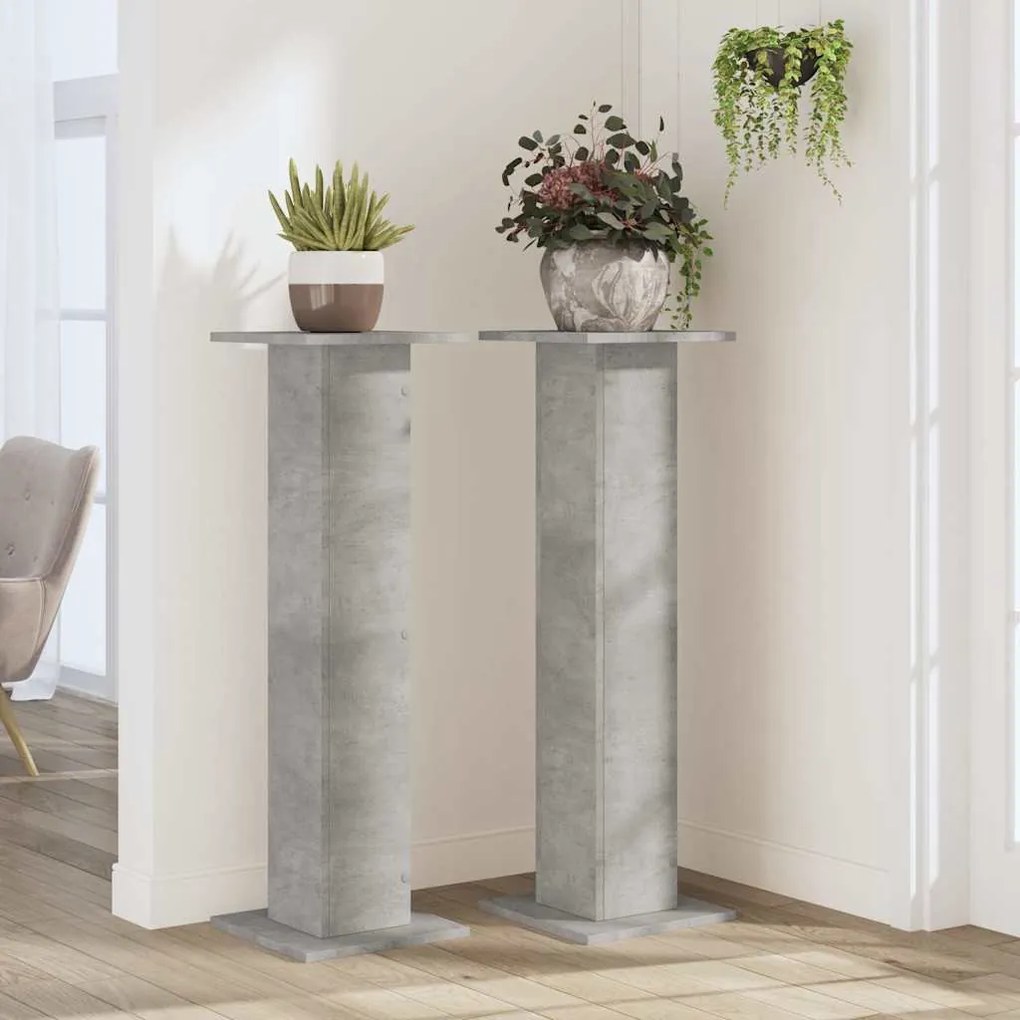 Stojany na rostliny 2 ks betonově šedé 30 x 30 x 95 cm kompozit 3307876